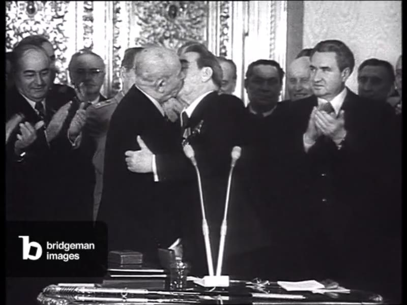 Image of Leonid Brezhnev awarded the Order of Lenin and the Hero