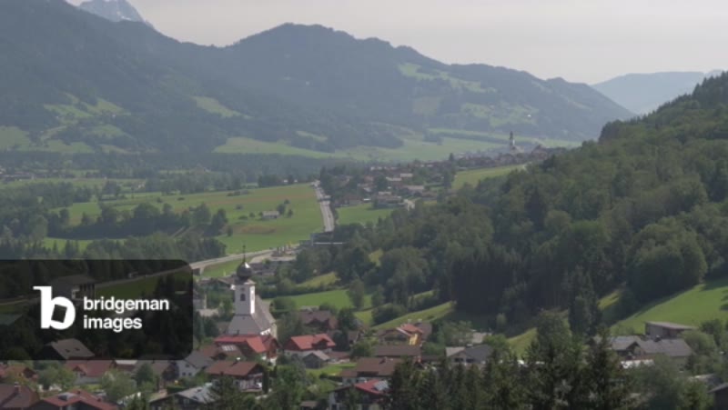 Image of Oberhaus village and church from elevated position, Graz, Styria, Austrian