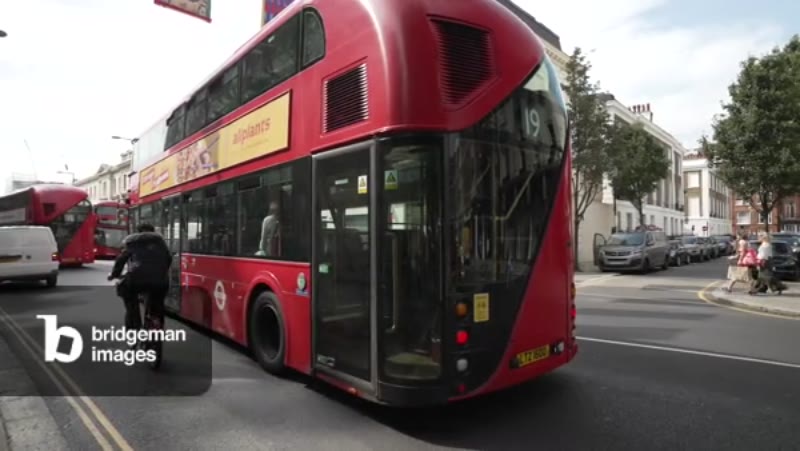 Image of Red buses on the King's Road, Chelsea, London, England, United