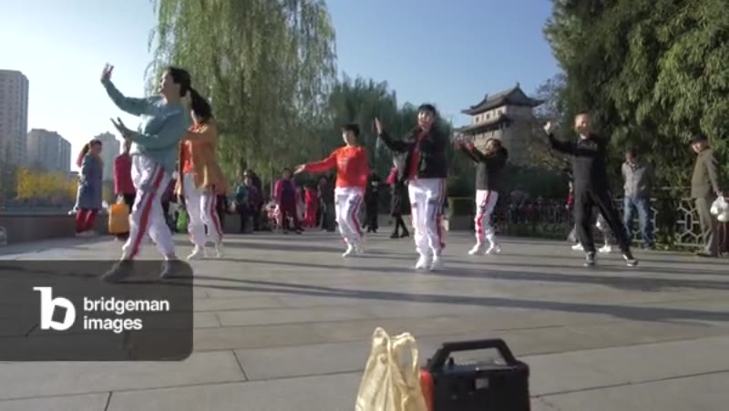 Image of Traditional Chinese exercise and dance near City Wall, Xi'an ...